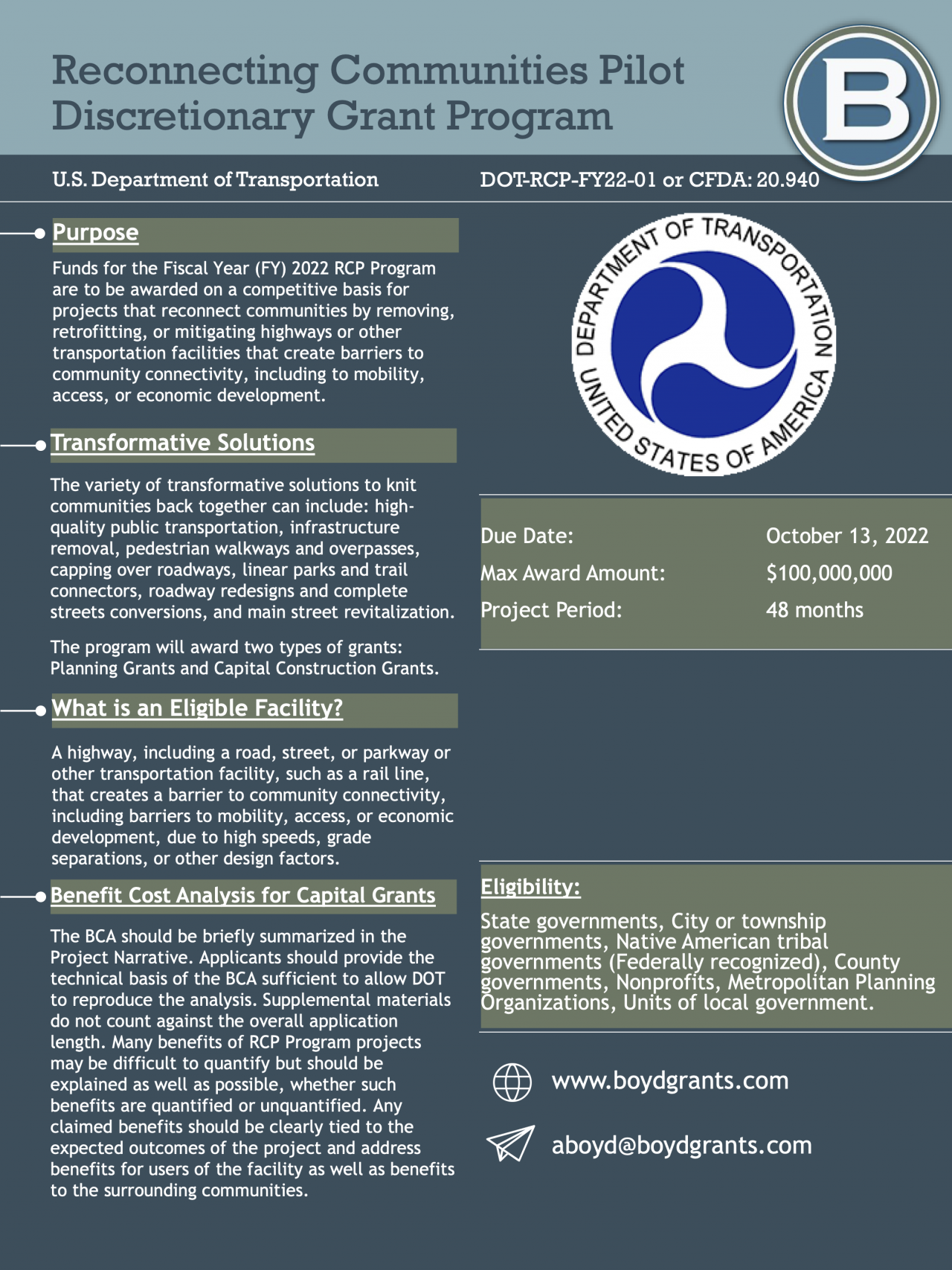 Reconnecting Communities Pilot Discretionary Grant Program – Due Oct ...